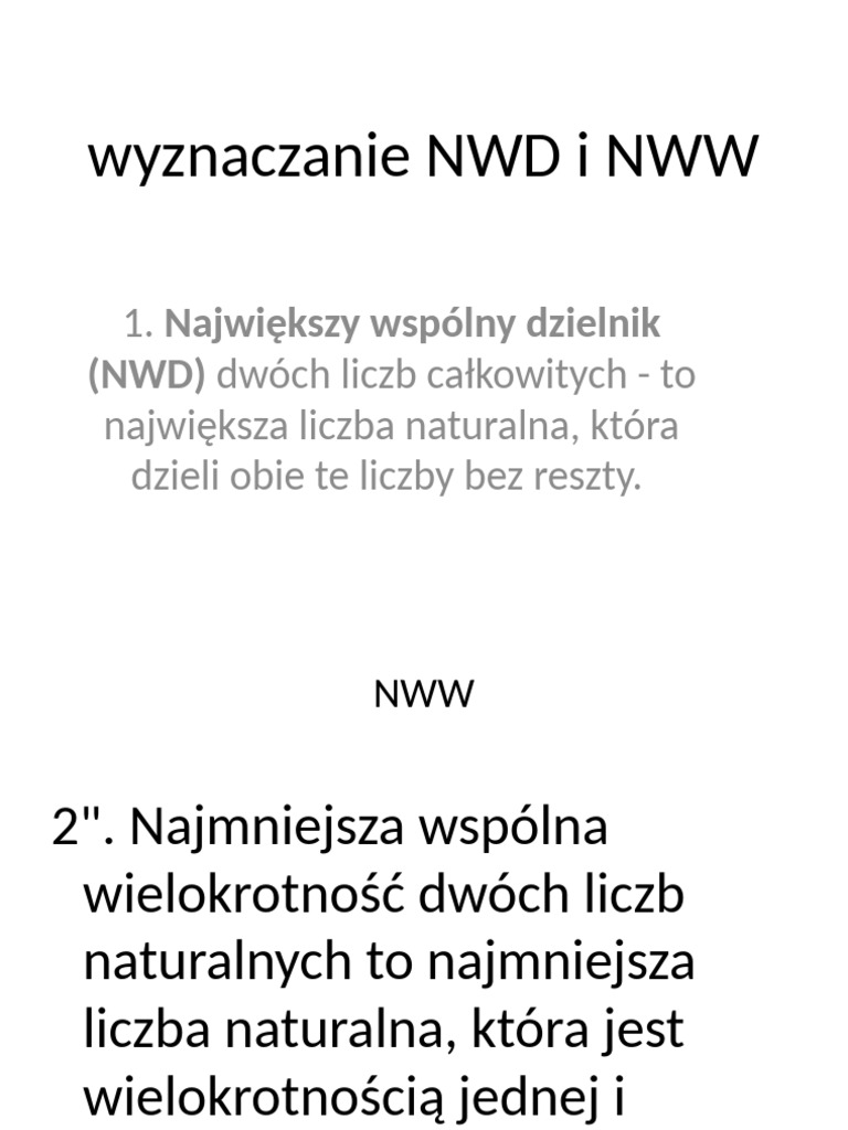 Lekcja 3 Wyznaczanie NWD I NWW | PDF