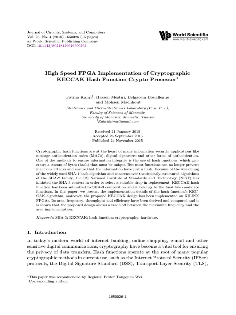 FPGA KECCAK Hash Function Implementation | PDF | Field Programmable Gate Array | Cryptography