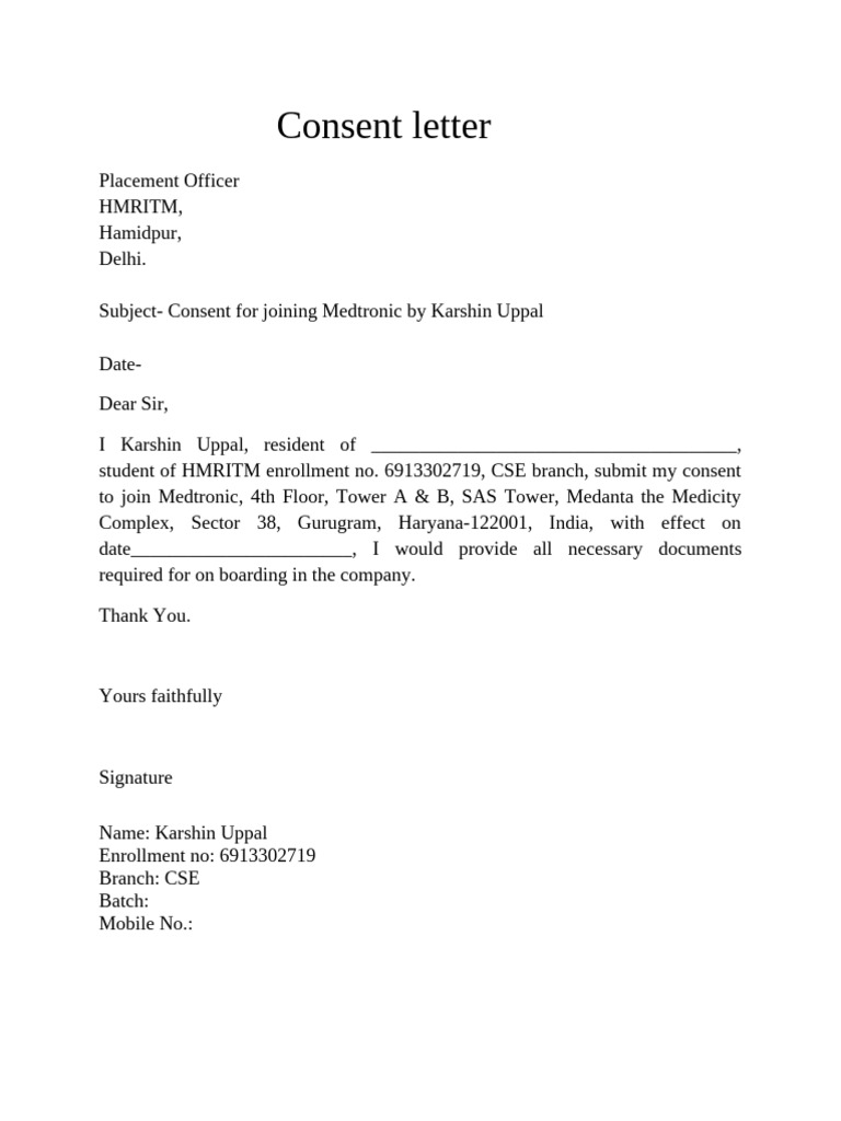 Letter of Consent | PDF