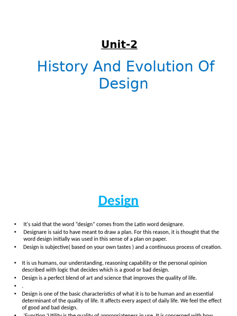 History And Evolution Of Design | PDF | Thought | Reason