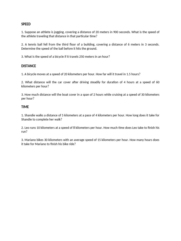 Physics 7 Speed Distance Time | PDF