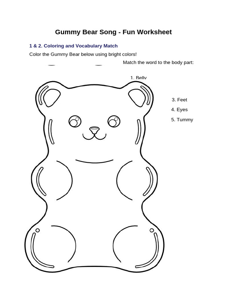 Gummy Bear Song Activity Worksheet | PDF
