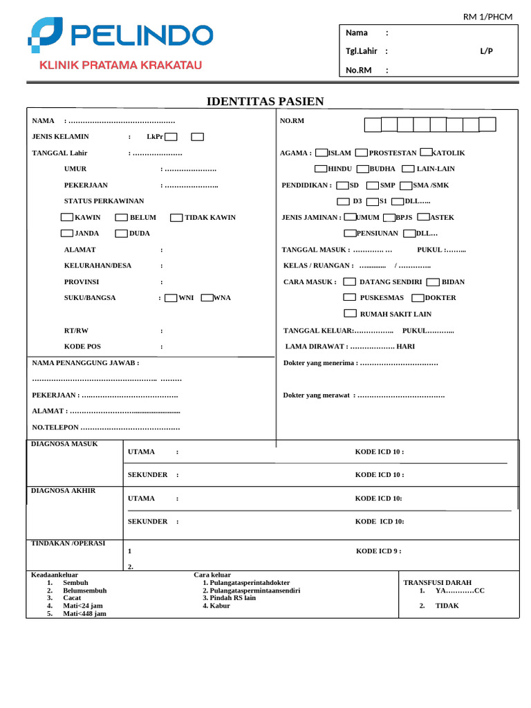 RM 1 IDENTITAS PASIEN | PDF