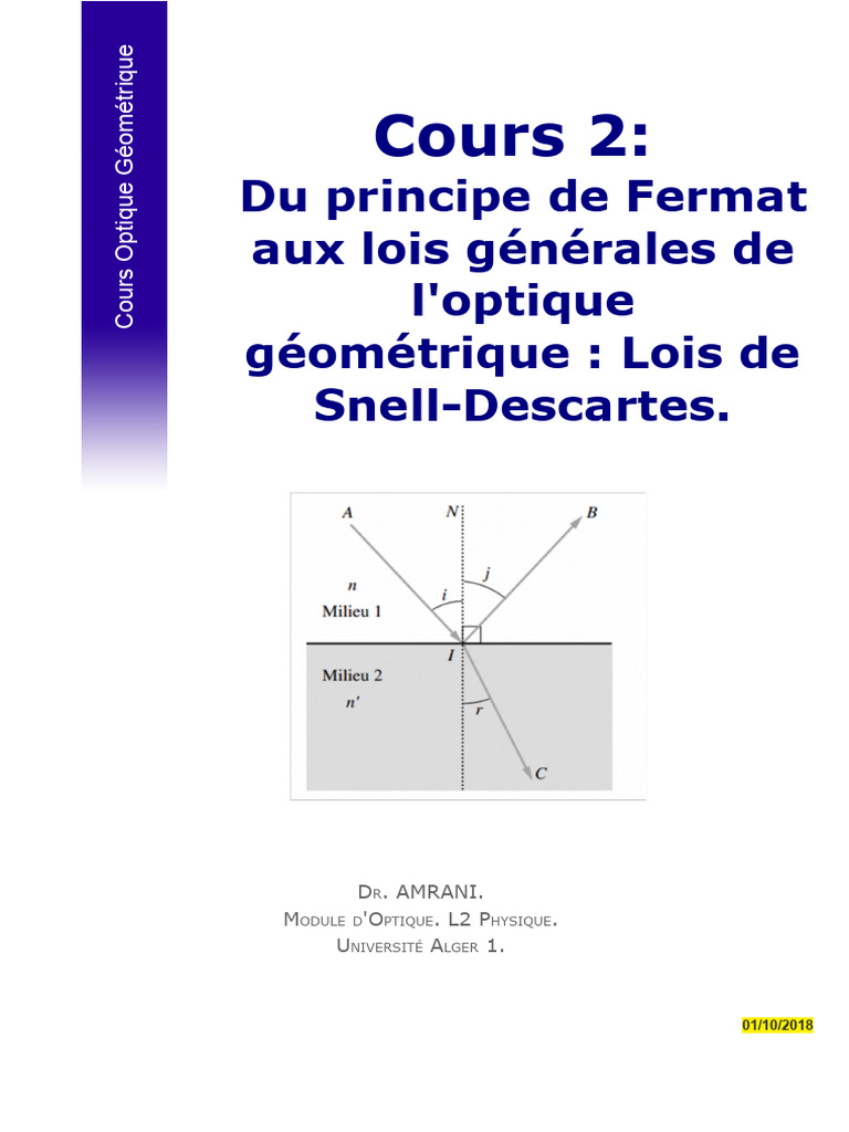 Principe de Fermat en Optique | PDF | Réfraction | Atomique