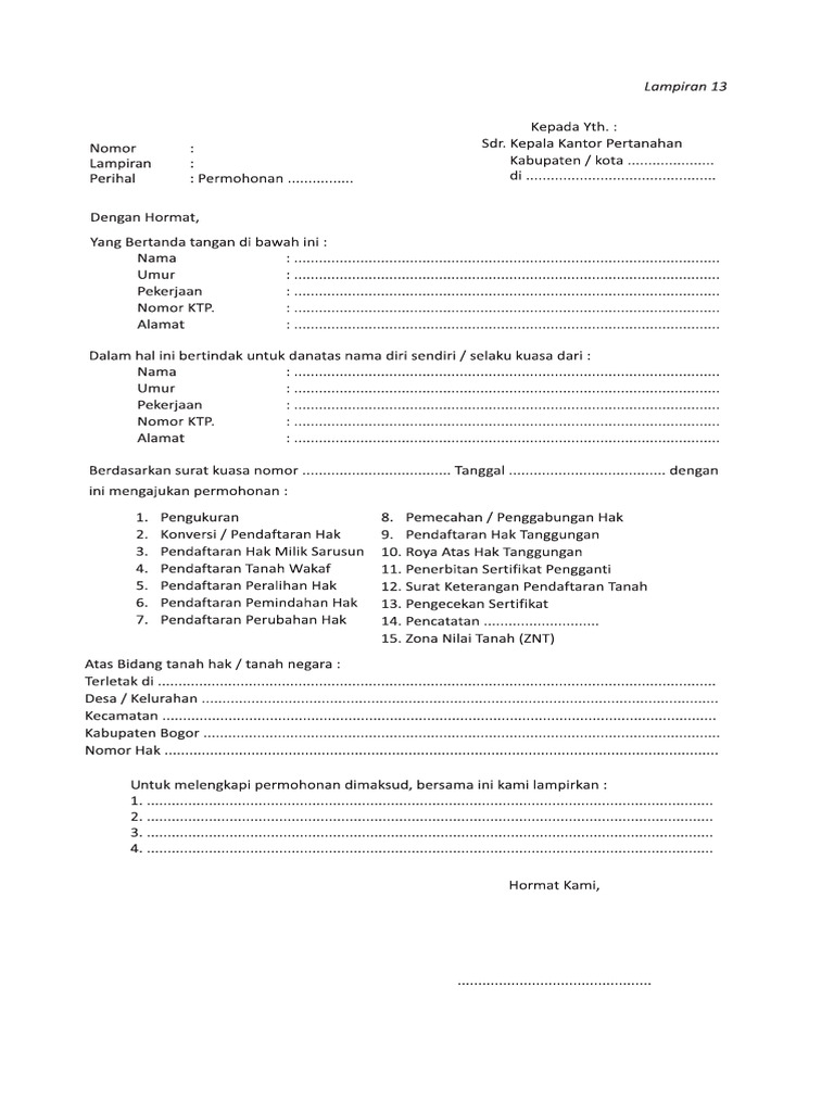 Formulir Permohonan Pengukuran | PDF