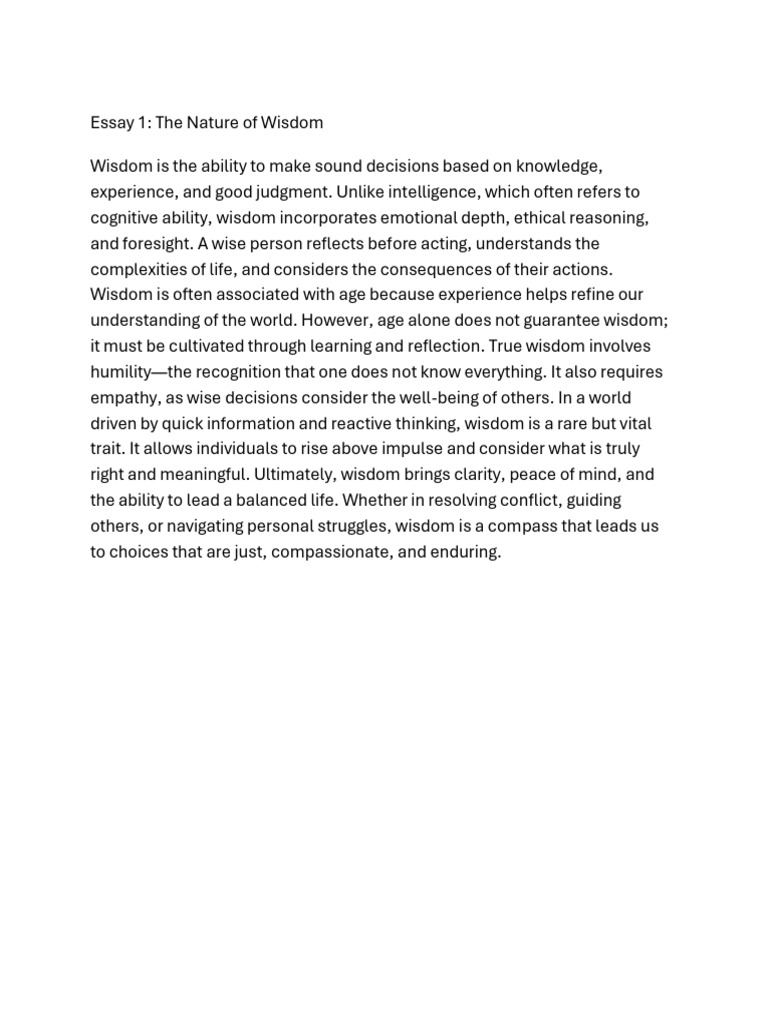 Essay 1 - The Nature of Wisdom | PDF