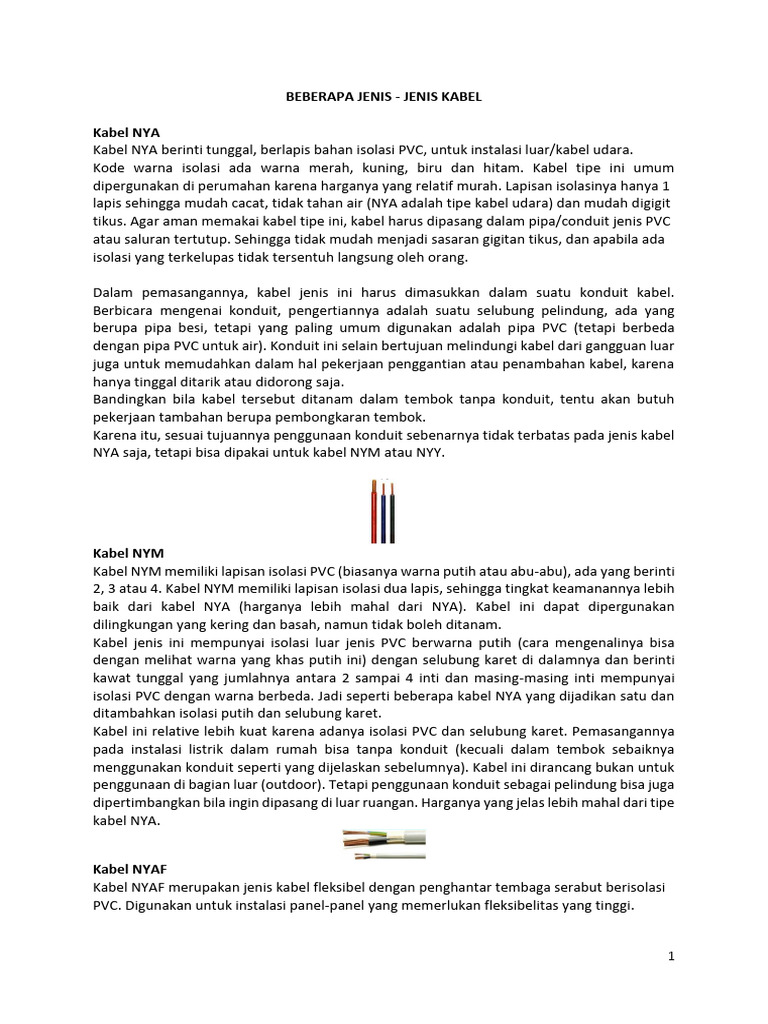 Beberapa Jenis Kabel Listrik | PDF