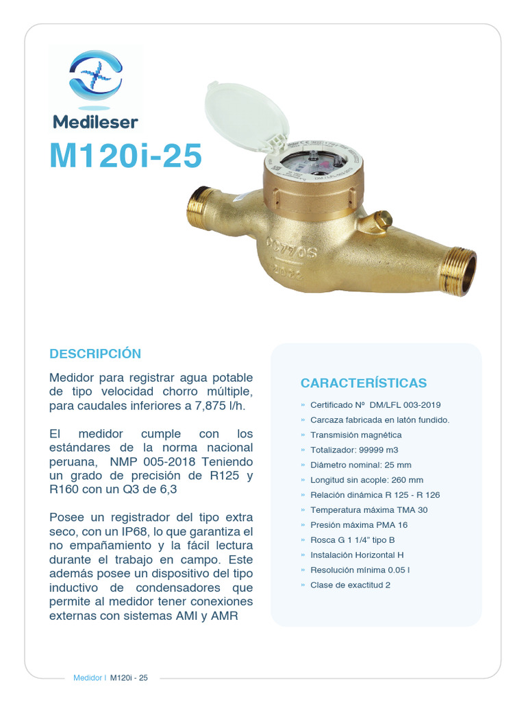 Medidor de Agua M120i-25: Especificaciones y Uso | PDF