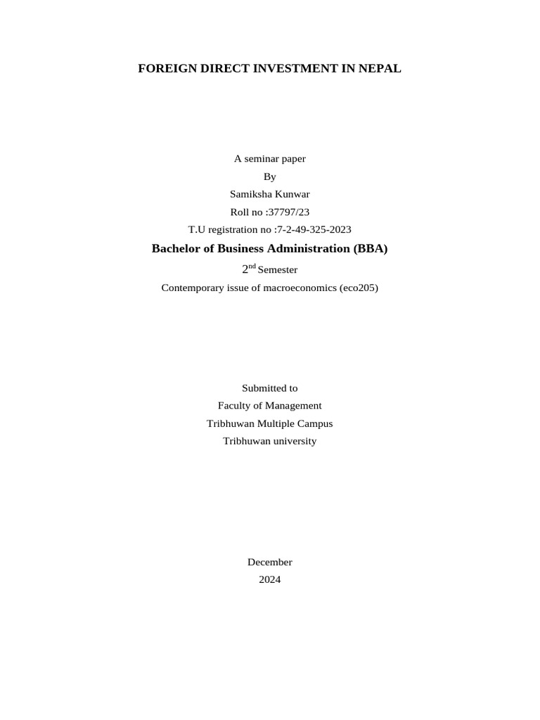 FDI Opportunities and Impact in Nepal | PDF | Foreign Direct Investment ...