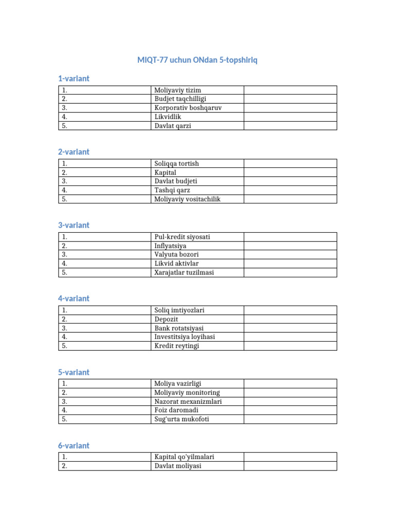 5-Topshiriq MIQT-77, 78, 79 07.05.2025 | PDF
