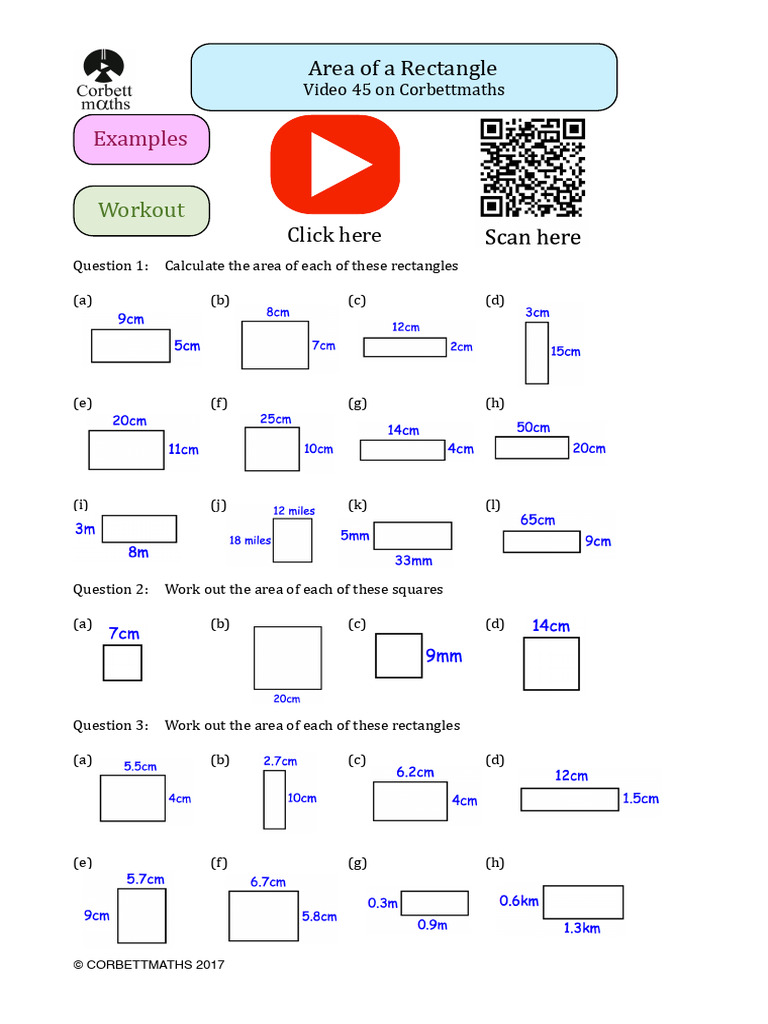 Area of A Rectangle | PDF