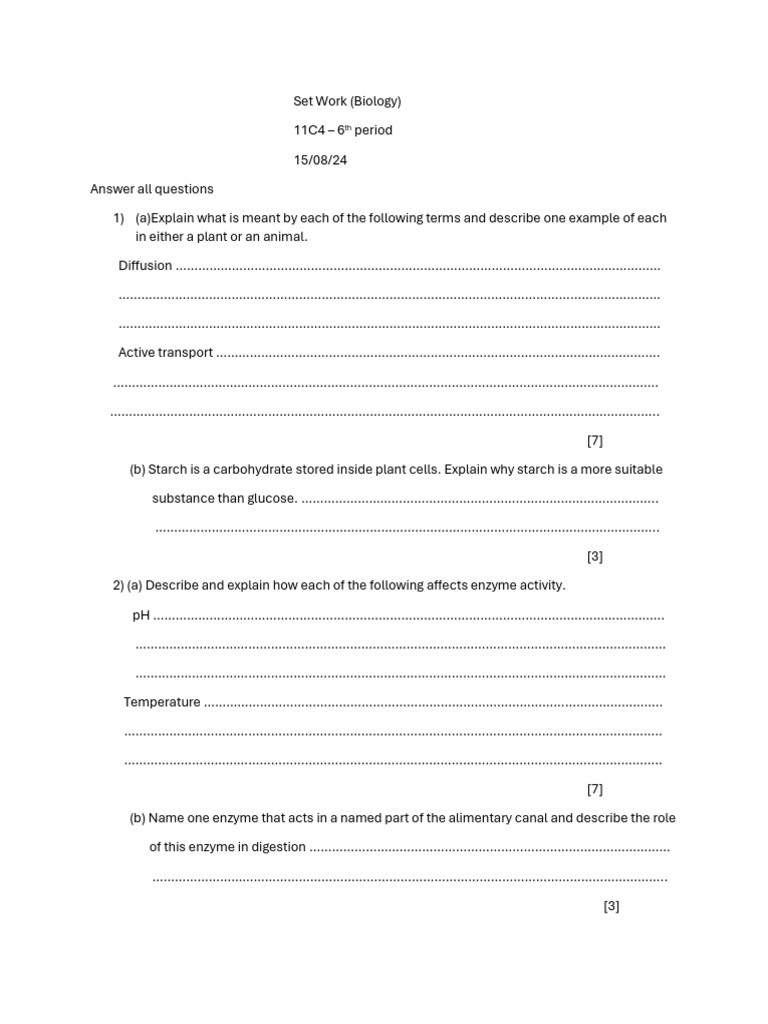 O Level Biology Q&A Guide | PDF