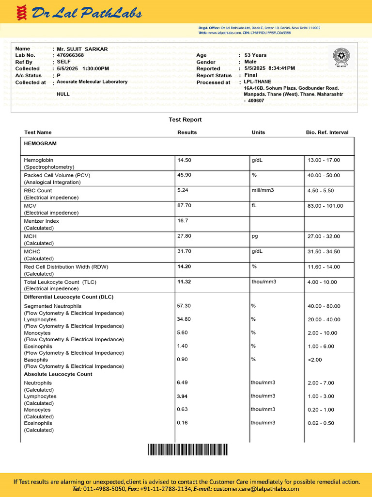 Accurate Molecular Laboratory Null Lpl-Thane 16A-16B, Sohum Plaza, Godbunder Road, Manpada ...