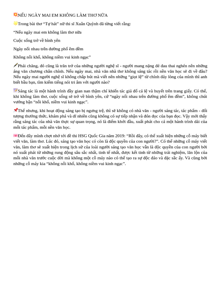 (Llvh) Nếu Ngày Mai Em Không Làm Thơ Nữa | PDF