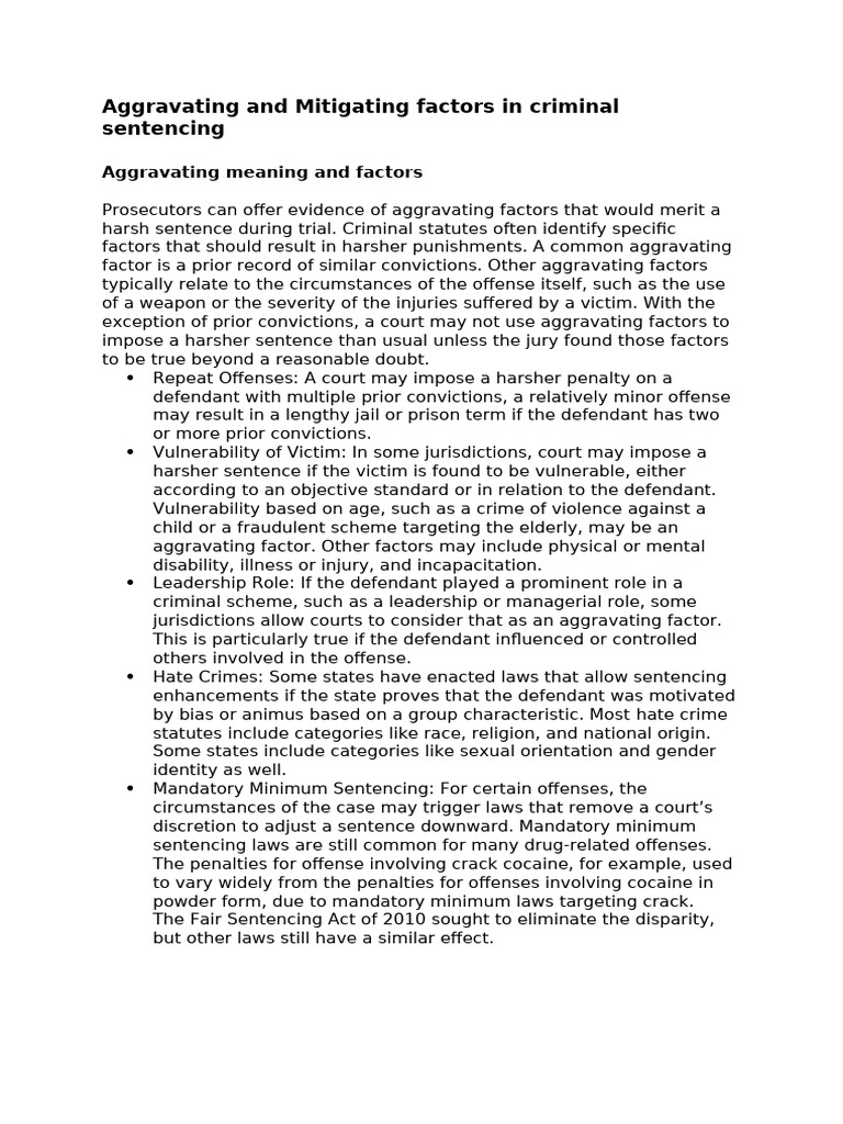 Aggravating and Mitigating Factors in Criminal Sentencing | PDF | Crimes | Crime & Violence