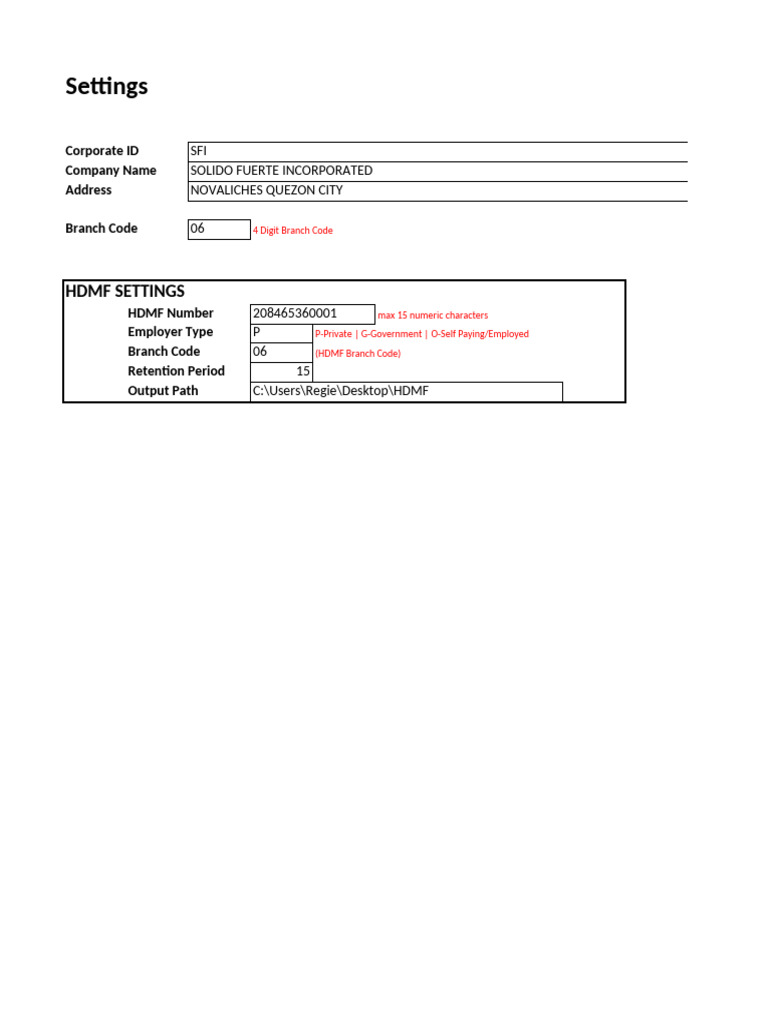 HDMF Settings for Solido Fuerte Inc. | PDF