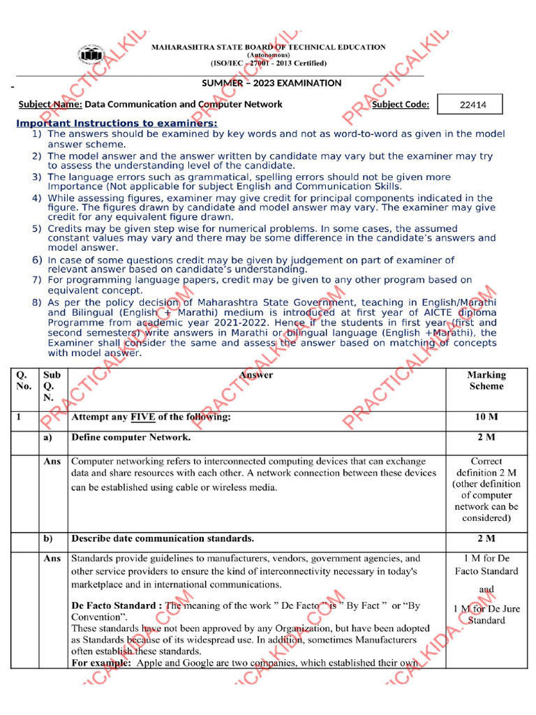 Dcn s23 Model Answer | PDF