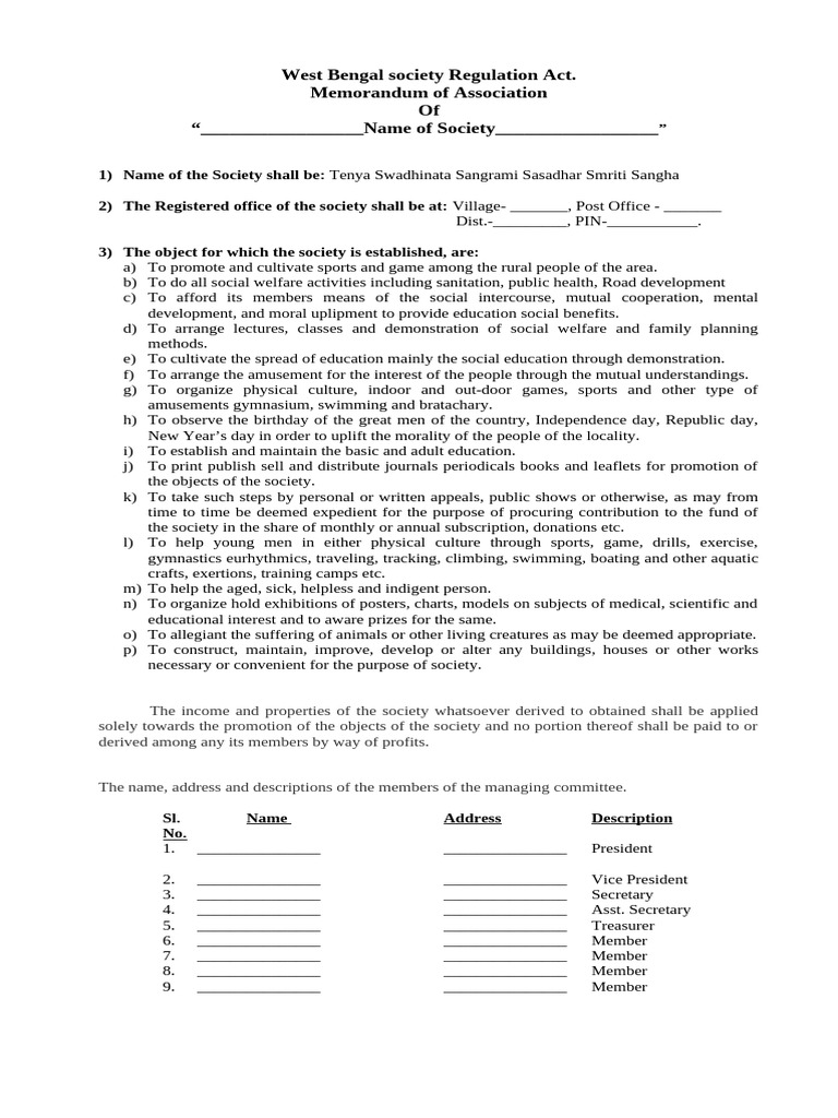 West Bengal Society Regulation Act - Draft | PDF | Quorum | Audit