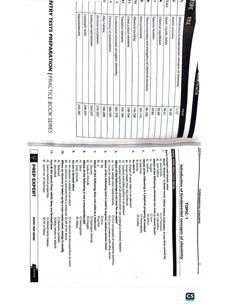 Chemistry MDCAT Sample Test | PDF