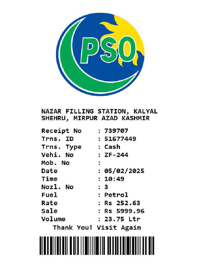 Receipt Petrol | PDF