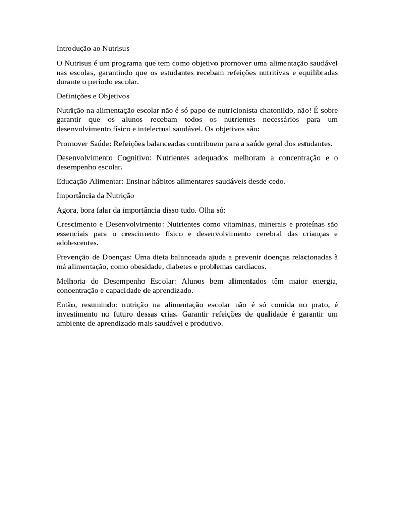 Introdução Ao Nutrisus | PDF