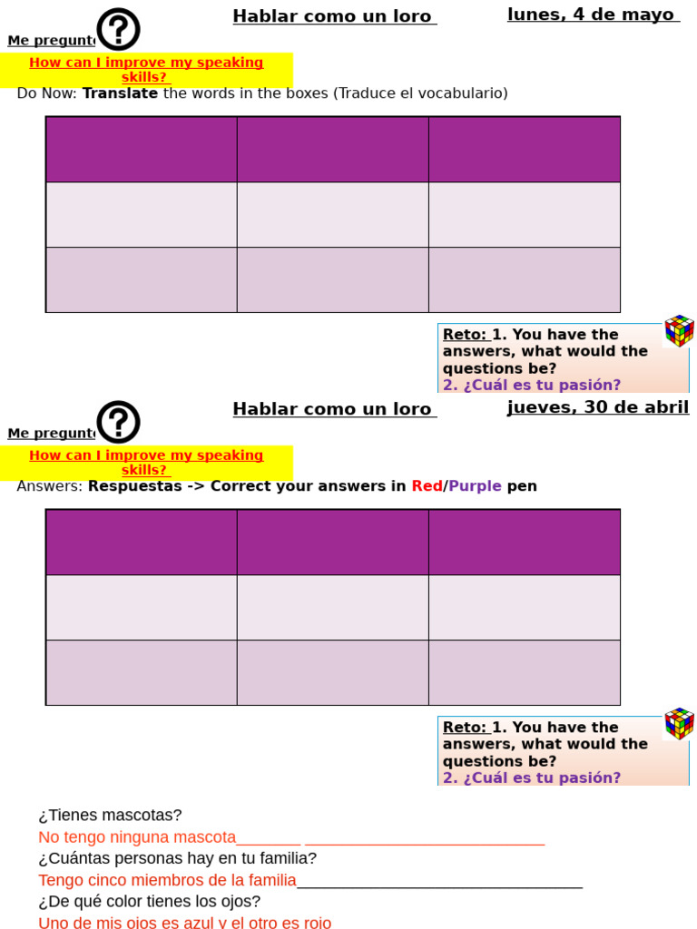 Term 3 6A Spanish Speaking Prep | PDF