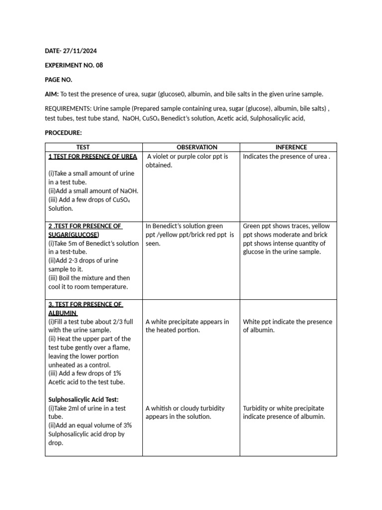 Class Xi Bio Practical - 08-1 | PDF | Chemical Substances | Chemistry