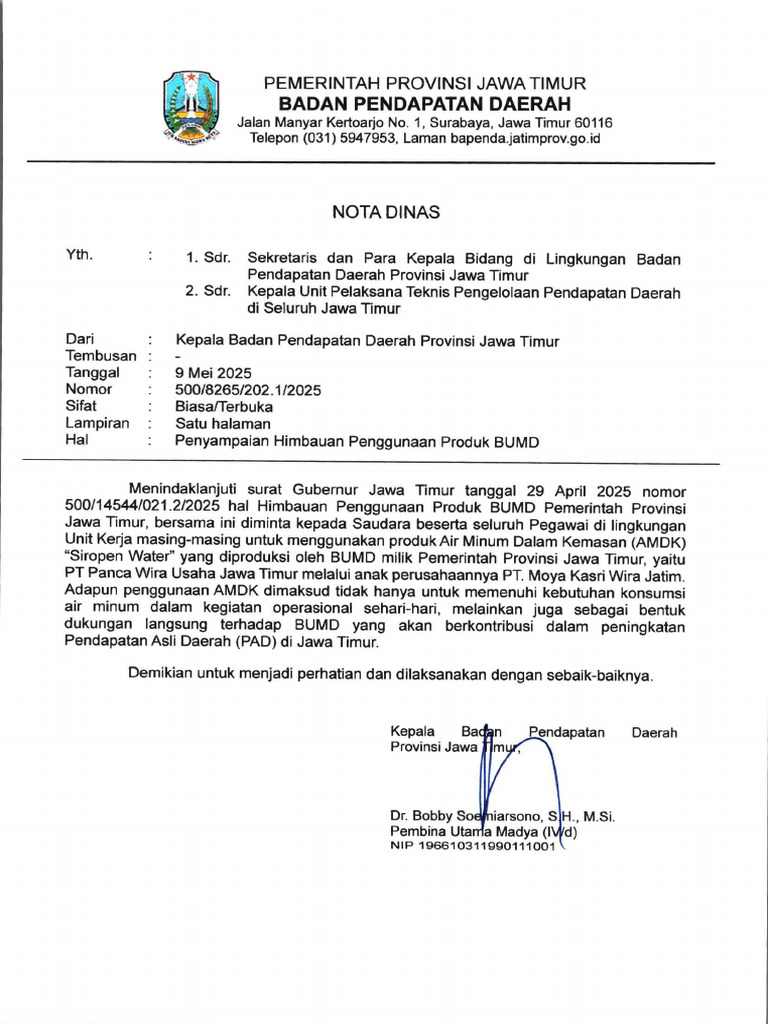 Himbauan Penggunaan Amdk - 8265 | PDF