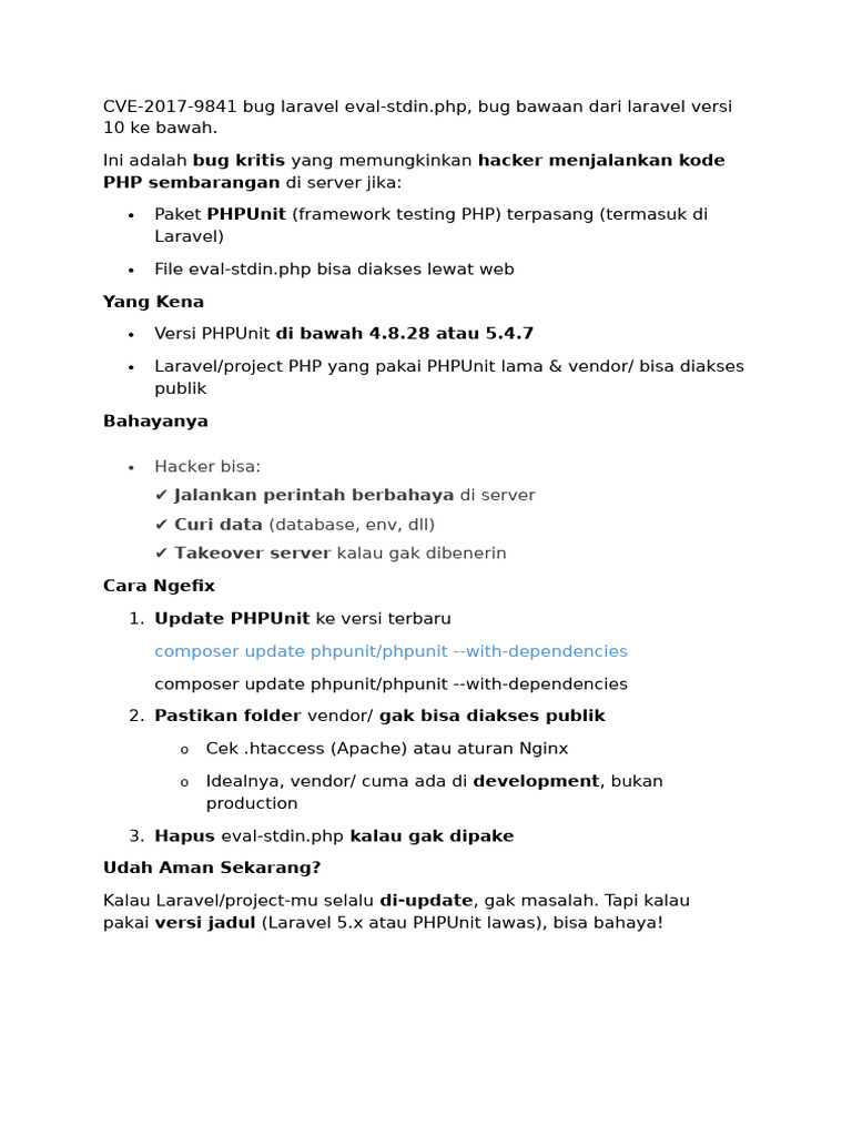 Bug Laravel Eval-Stdin - PHP | PDF