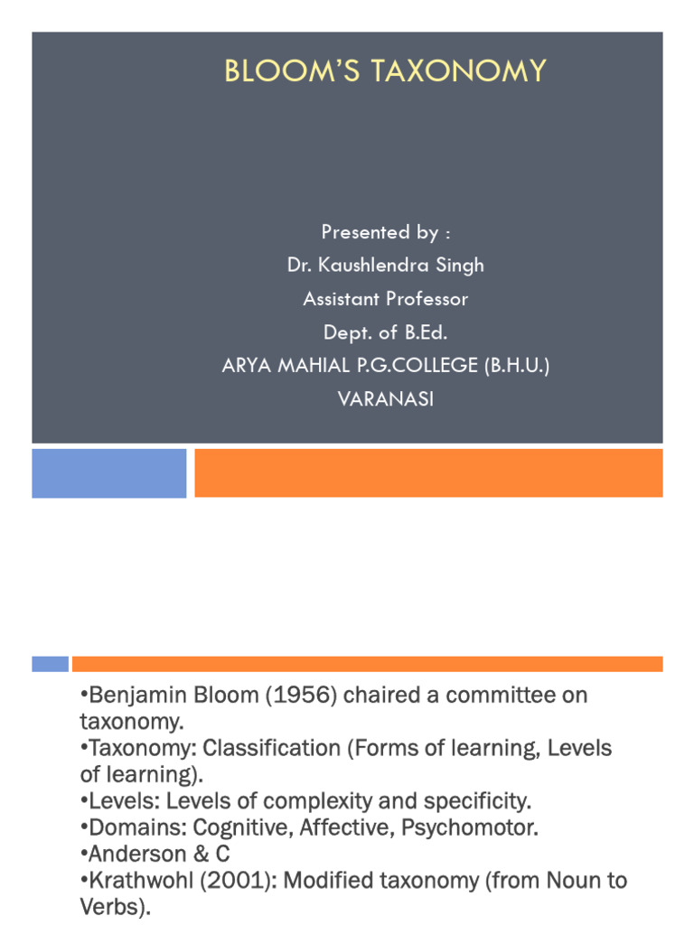 Understanding Bloom's Taxonomy Levels | PDF