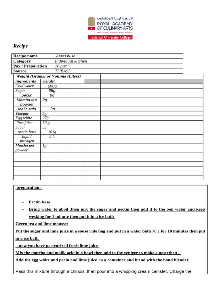 Recipe Template | PDF