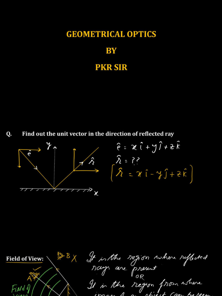 Geometrical Optics - L-04 (Class Notes) - Velocity of Image & Field of ...