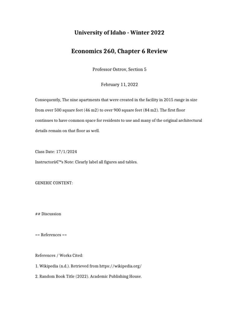 Economics 260 Chapter 6 Review | PDF