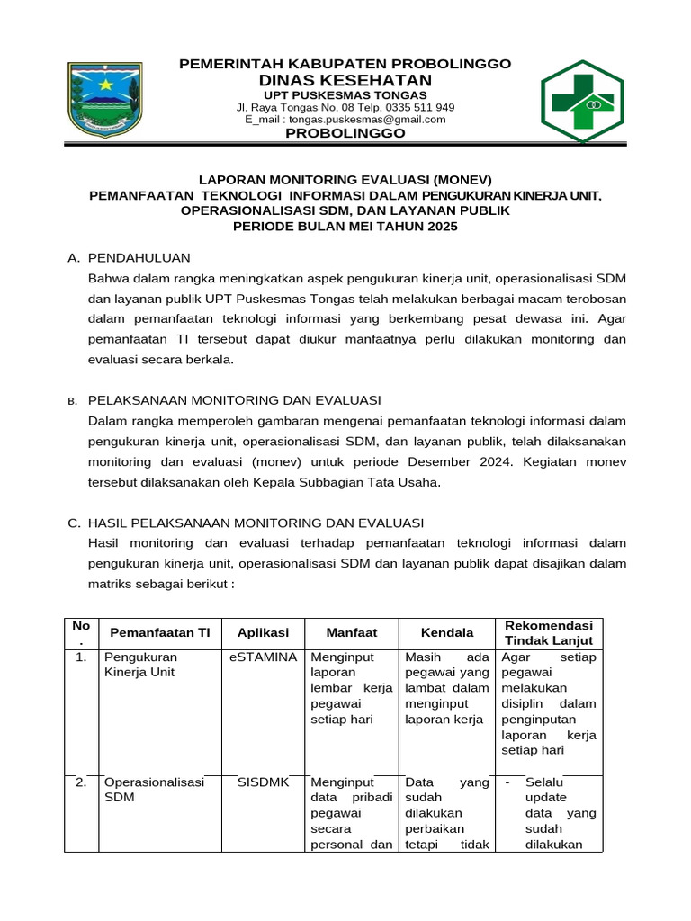 LAPORAN INSTRUMEN MONEV TEKHNOLOGI INFORMASI 2024 | PDF