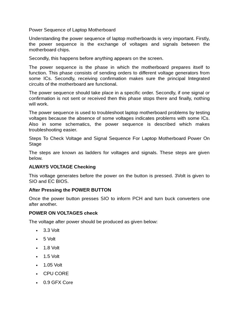 Power Sequence of Laptop Motherboard | PDF | Laptop | Random Access Memory