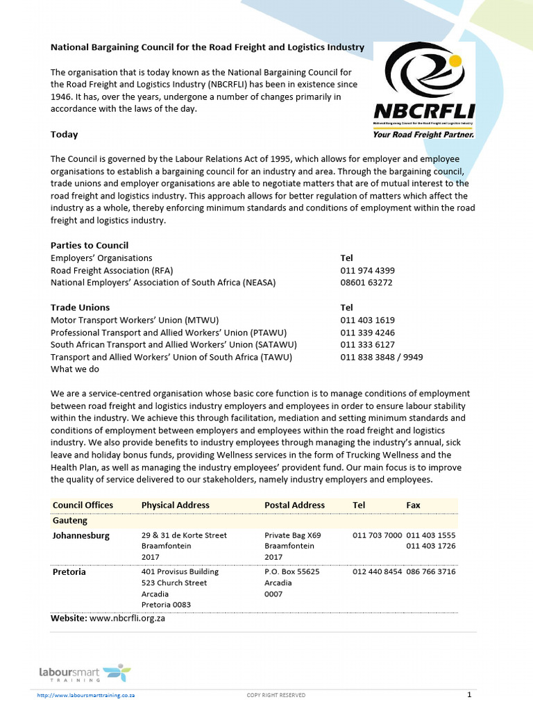 NBCRFLI Overview and Contact Details | PDF | Employment | Labour Law