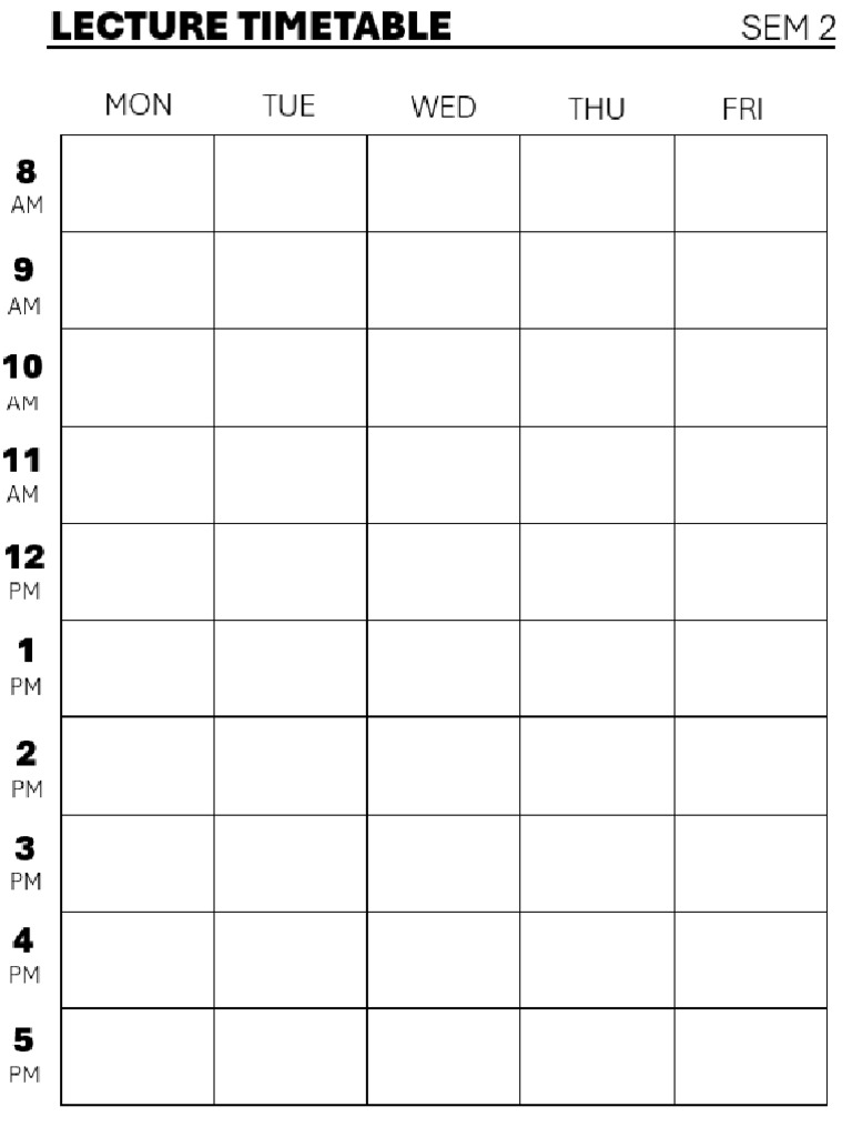 Lecture Timetable Sem 2 | PDF