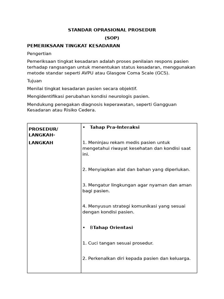 Standar Oprasional Prosedur | PDF