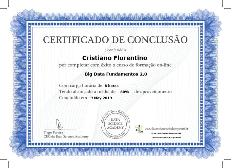 Certificate Big Data Fundamentos 20 | PDF