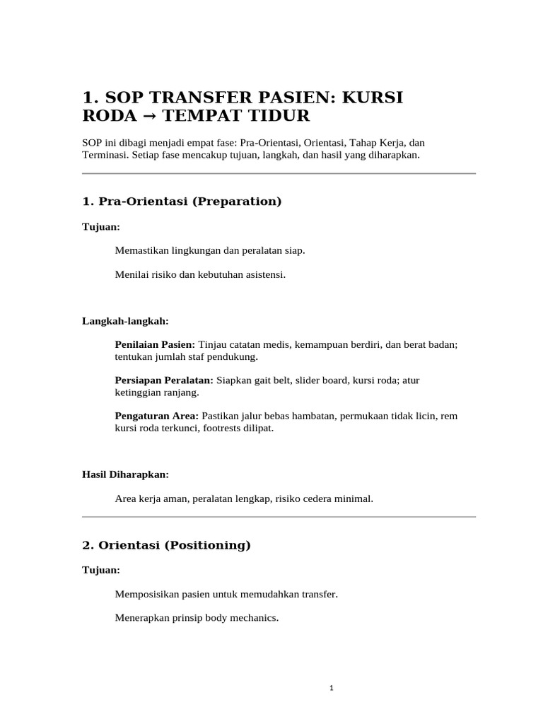 Sop Transfer Pasien | PDF