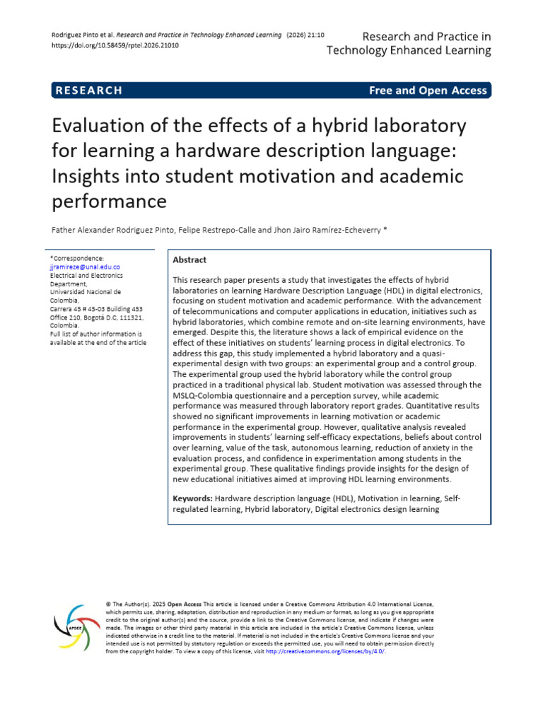 Evaluation of The Effects of A Hybrid Laboratory F | PDF | Motivation ...