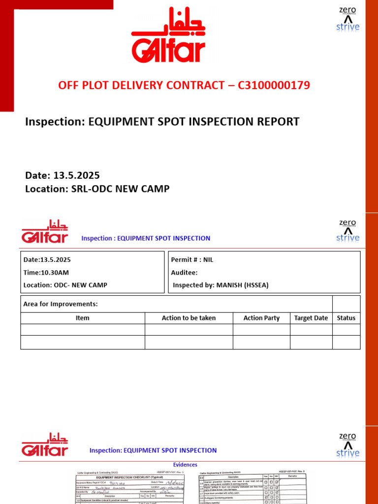 Equipment Inspection Report - SR603 | PDF
