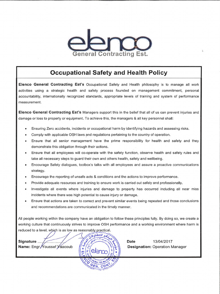 00 OSH Policy | PDF