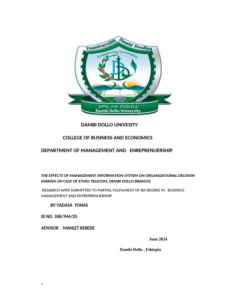 Yadesa Research Final Paper | PDF | Computer Network | Questionnaire