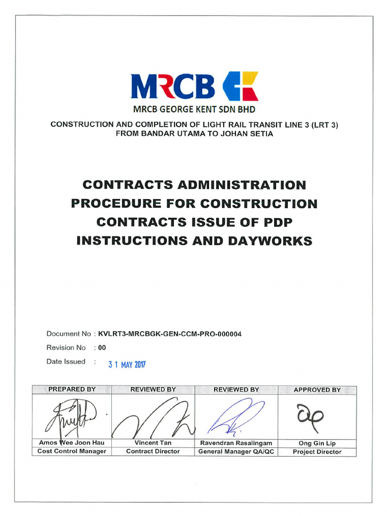 Contract Administration Procedure For Construction Contracts Issue of PDP Instructions and ...