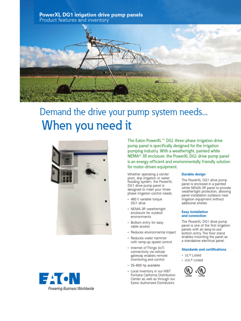 Eaton PowerXL DG1 Irrigation Pump Panel | PDF | Electrical Engineering ...