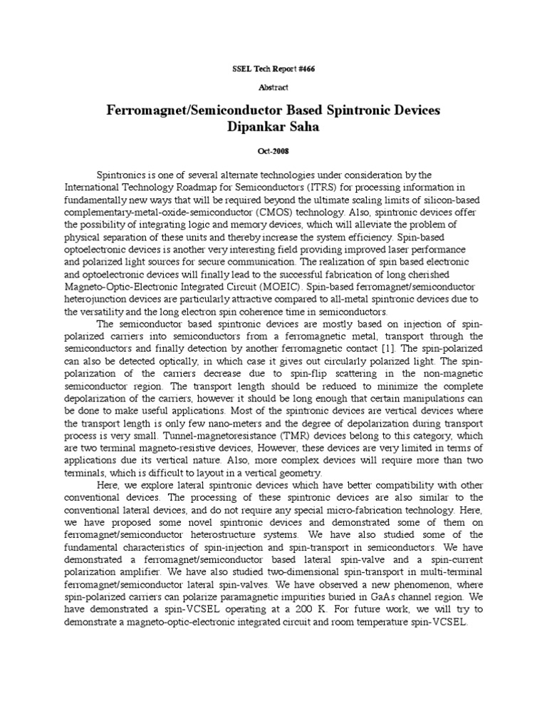 Semiconductor Spintronics | PDF | Semiconductors | Electricity