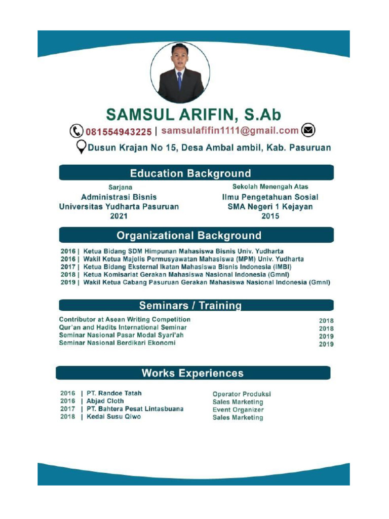 CV Dan Lamaran Bank BPR | PDF