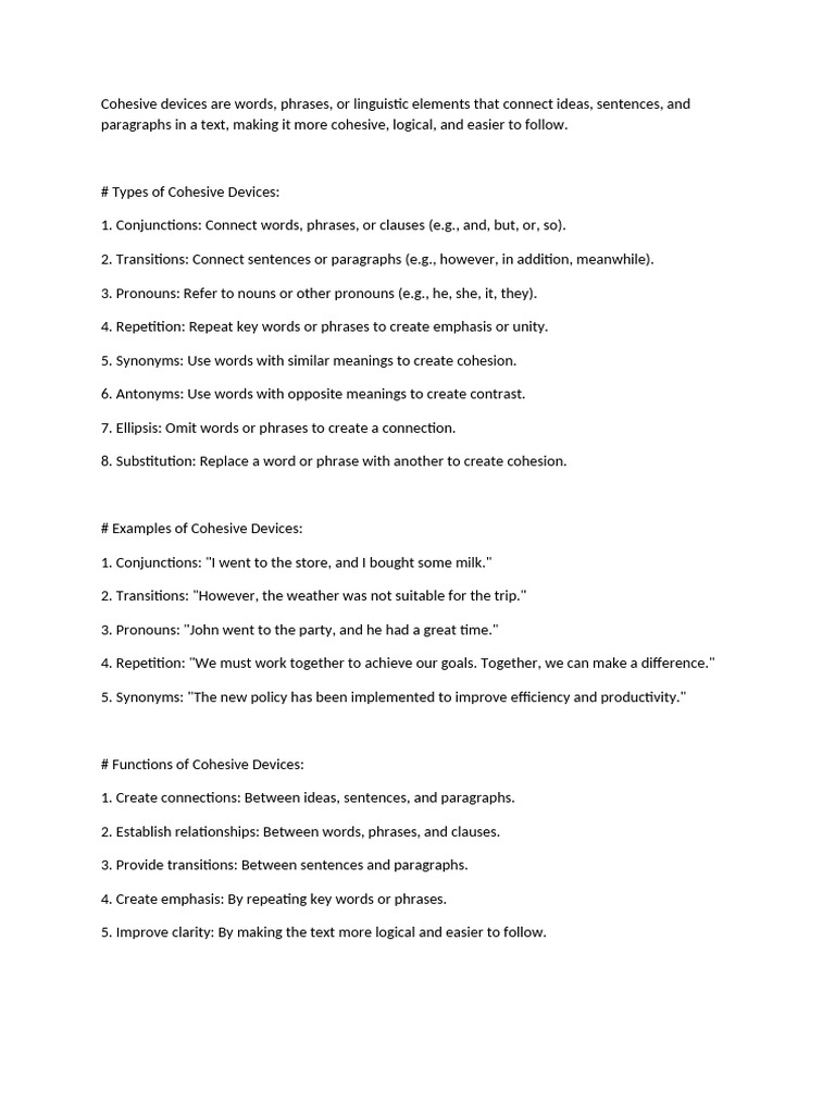 Understanding Cohesive Devices in Texts | PDF