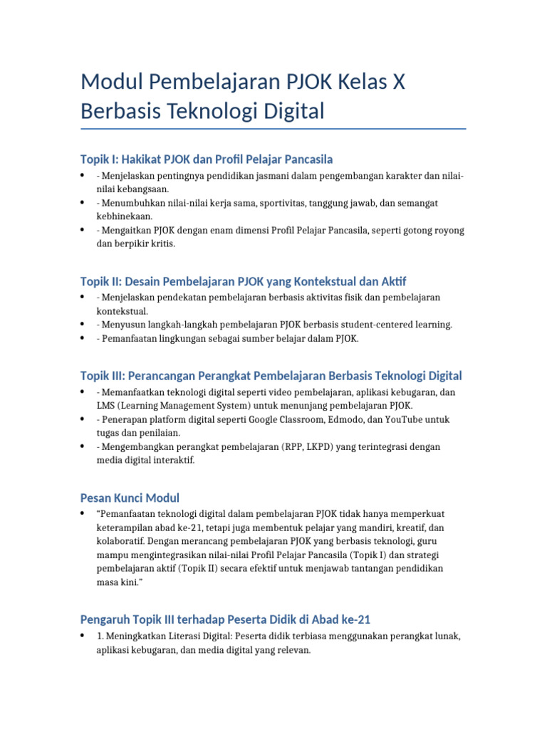 Modul_PJOK_Kelas_X_Berbasis_Teknologi_Digital | PDF